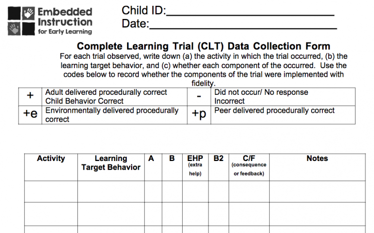 Data Collection Forms & Tips – EI CA