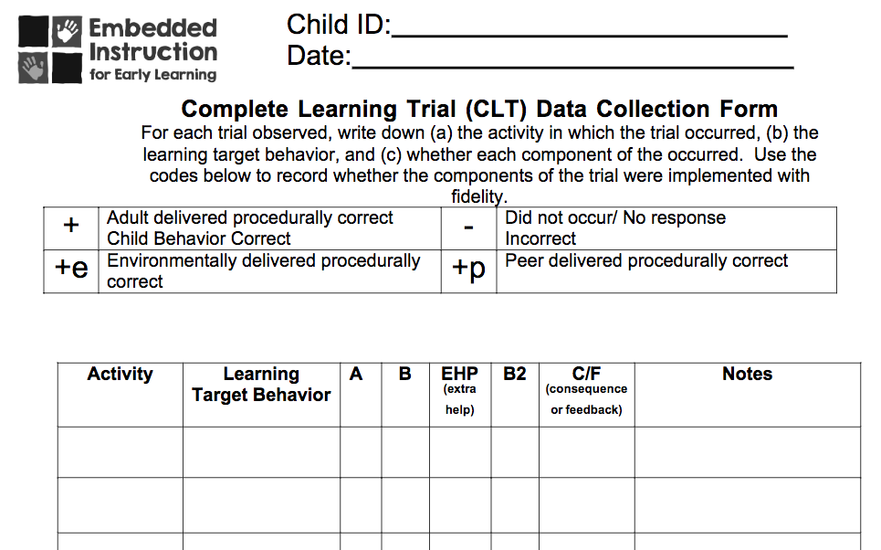 Data Collection Forms & Tips – EI CA